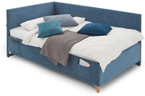 Dětská postel loop 90 x 200 cm s bočnicí a úložným prostorem modrá MUZZA