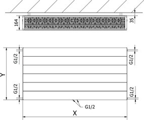 Mexen Line CCL33 deskový radiátor 900 x 1200 mm, spodní středové připojení, 3601 W, černý - W6C33L-090-120-70