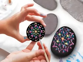 GRAFIX Malování na kamínky Mandala Sparkling / Kreativní sada / 3 kamí