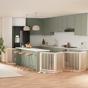 Zábrana pro psy s dvířky skládací 8 panelů 640 cm topol 3155670