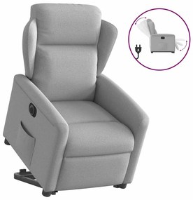 Elektrické zvedací polohovací křeslo obláčkově šedé textil 3303163