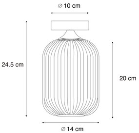 Stropní svítidlo Art Deco černé s kouřovým sklem - Banci
