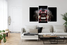 Vícedílný obraz Hot Rod Auto Na Pozadí Kouře Nedostatek Nedostatek Plátno Canvas 60x40