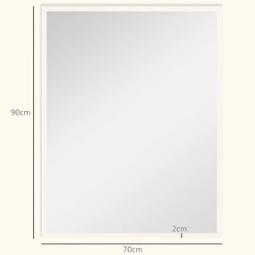 HOMCOM Obdélníkové Zrcadlo Koupelnové Zrcadlo 70x90 cm Dekorativní Zrcadlo pro Obývací Pokoj, Předsíň, Chodbu Horizontálně nebo Vertikálně Bílé
