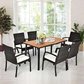 Costway Zahradní stůl s otvorem na slunečník akátové dřevo – 140 × 75 × 76 cm