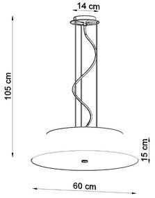 Závěsné svítidlo Vega, 1x černé textilní stínítko, (bílé sklo), (fi 60 cm)