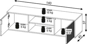 TV stolek Flinn 140 cm bílý/zlatý