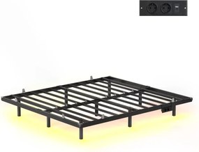 Kovová manželská postel s LED podsvícením 160x200 cm RMB175B101