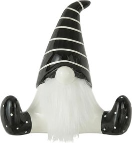 Vánoční skřítek SITTING GNOME 19 cm, černo-bílý