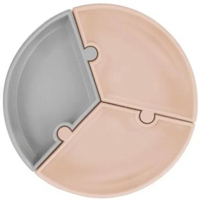 MINIKOIOI Talíř Puzzle silikonový s přísavkou Bubble Beige / Grey