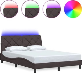 Rám postele s LED bez matrace Tmavě hnědá 120x200 cm Látka 3310660
