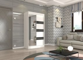 Posuvná skříň se zrcadlem a lacobelem TOURA 120 bílá – varianta 2