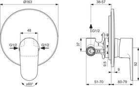 Ideal Standard Cerafine O - Sprchová baterie pod omítku s podomítkovým tělesem, stříbrná A7192SI