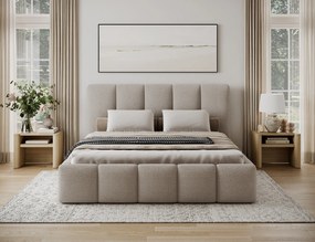 Postel Edvige + Dřevěný rám + Standardní zdvih + kontejner 140x200