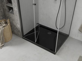 Mexen Lima, sprchový kout se skládacími dveřmi 100 (dveře) x 90 (stěna) cm, 6mm čiré sklo, černý profil + slim sprchová vanička černá s černým sifonem, 856-100-090-70-00-4070B