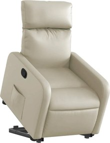 Zvedací polohovací křeslo krémové umělá kůže 3206750