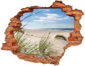 Wallmuralia Díra 3D ve zdi nálepka Mřežino pláž 90x70 cm