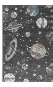 Dětský kusový koberec Lima C288A Vesmír Planety Rakety šedý Rozměr: 240x330 cm