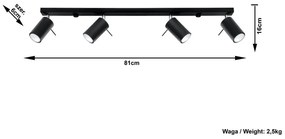Černé stropní svítidlo Nice Lamps Etna 4L
