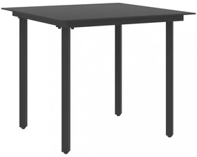Zahradní jídelní stůl černá / sklo Dekorhome 80x80x74 cm