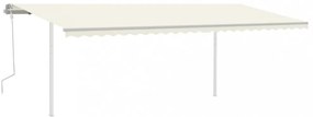 Ručně zatahovací markýza se sloupky 600x300 cm Dekorhome Bílá / žlutá