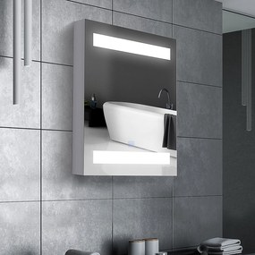 HOMCOM LED zrcadlová skříňka 9 W Koupelnová skříňka s zrcadlem Koupelnová skříňka s dotykovým spínačem Funkce měkkého zavírání Bílá 50 x 15 x 60 cm