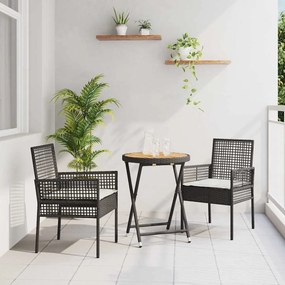 Zahradní bistro set 3 ks Černá polyratan 3334967