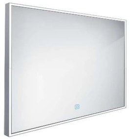 Nimco Zrcadla - Zrcadlo v rámu s LED osvětlením, 100x70 cm, hliník ZP 13004V