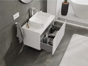 Mexen Rivel, koupelnová skříňka 80 cm s pracovní deskou, 1 zásuvka, drážkovaná, bílá matná, 91A20-08047-1-BFC01
