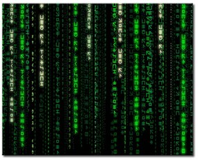 Obraz Zelený kód - abstraktní znaky na černém pozadí ve stylu Matrix