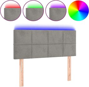 Čelo postele s LED světle šedé 90x5x78/88 cm samet 3121648