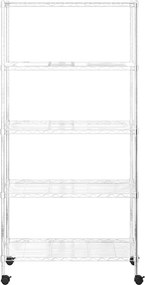 Úložný regál 5 polic 75x35x155 cm s kolečky chromovaný 250 kg 324629