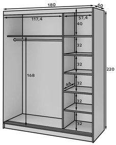 Eltap Šatní skříň Prescco III se zrcadlem
