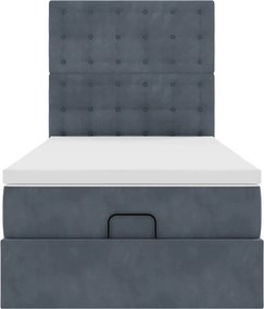 Osmanský rám postele s matracemi tmavě šedá 80x200cm samet 3313578