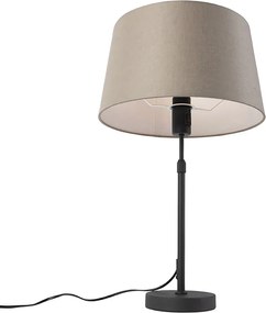 Stolní lampa černá s lněným stínítkem taupe 35 cm nastavitelná - Parte
