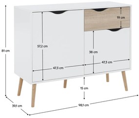 Komoda OSLO 75387 dub sonoma a bílá