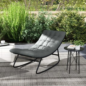 Set 2 rocking chairs Outsunny pro venkovní použití s tlustými polstry, sedák z prodyšného textilene a ocelový rám, venkovní houpací křeslo, zahrada, …