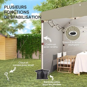 Outsunny Palanda pro Zahradu s Pop-Up Systémem, Skládací Altán s Nastavitelnou Výškou, Ochrana UV 30+ s 2 Bočními Stěnami - Součástí Nosič - Pro Venko