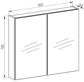 Mereo Mereo, Koupelnová skříňka zrcadlová 80 cm, galerka, 2 x dvířka, Multidecor, CN798G82DUP1