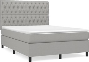 Box spring postel s matrací světle šedá 140 x 190 cm textil 3142009