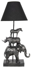 Stolní lampa s černým stínidlem a dekorací zvířat Safari - 32*27*65 cm