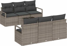 Set pohovek 7 ks 6-Počet míst Šedá polyratan 3346269