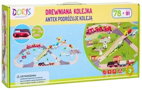 Dřevěná vláčkodráha s jeřábem a mapou města puzzle