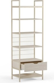 Krémová ocelová knihovna 60x179,5x40 cm Amara – Marckeric