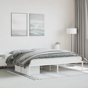 Kovový rám postele bílý 200 x 200 cm - Default Title