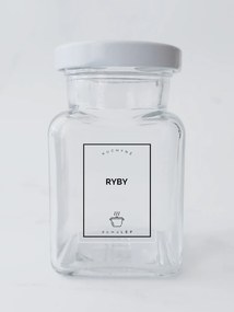 Samolepka na kořenky RYBY průhledná 3 × 4 cm tučné písmo