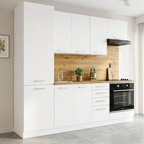Levná kuchyňská linka EKO WHITE | 240 cm | bílá mat