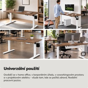 Elektrický stůl s nastavitelnou výškou ergonomický bílý/ořech,1400x700 mm: ARIA