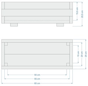 AMADEA Dřevěné koryto na truhlík z masivního dřeva, 60x25x20,5 cm