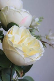 Krémová umělá kytice pivoněk 50 cm